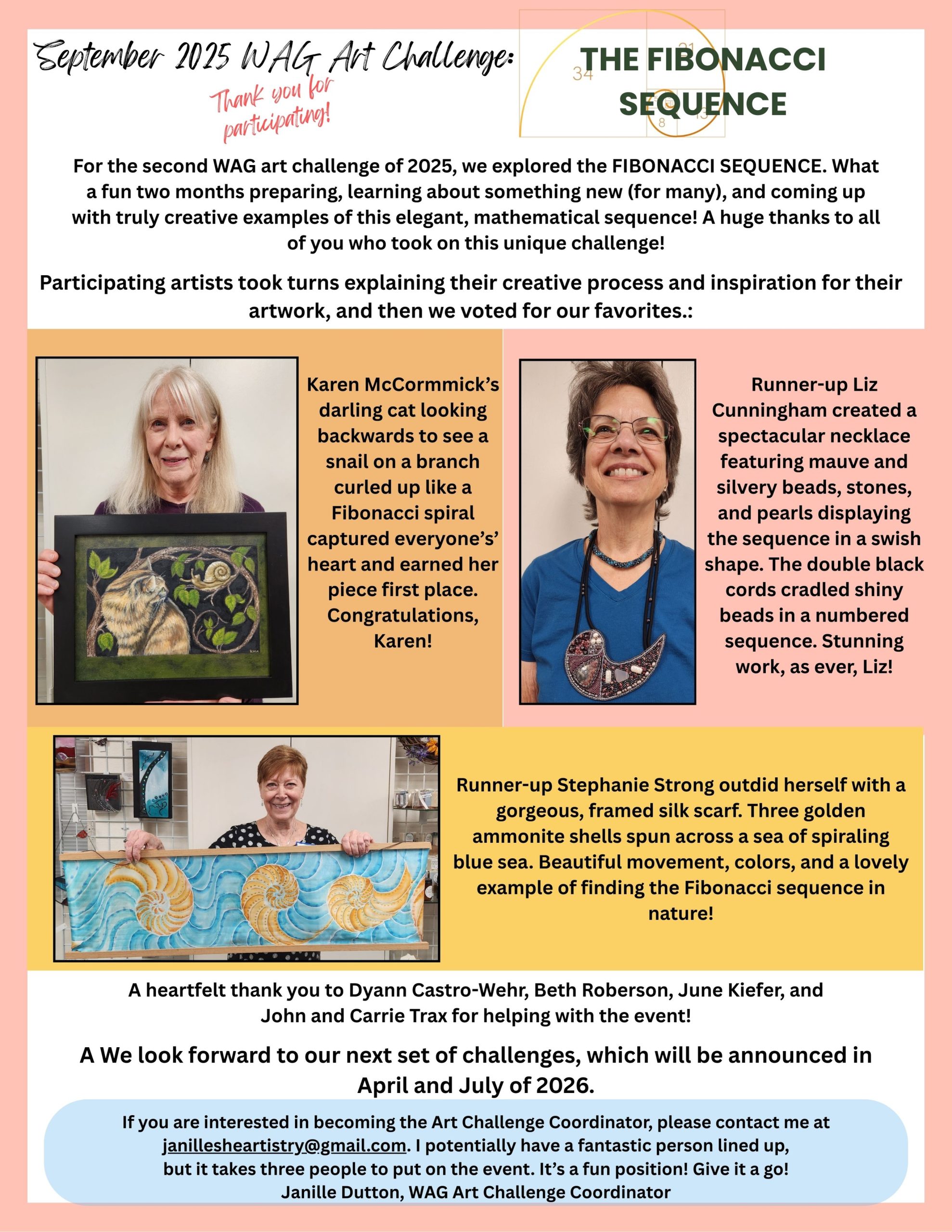 Sept 2025 WAG Art Challenge - The Fibonacci Sequence - Whatcom Art Center